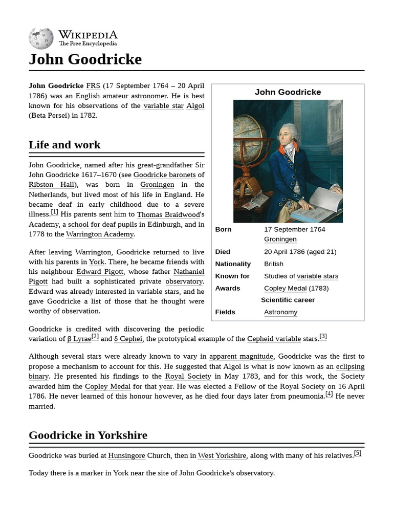 John_Goodricke | PDF | Stars | Astronomy