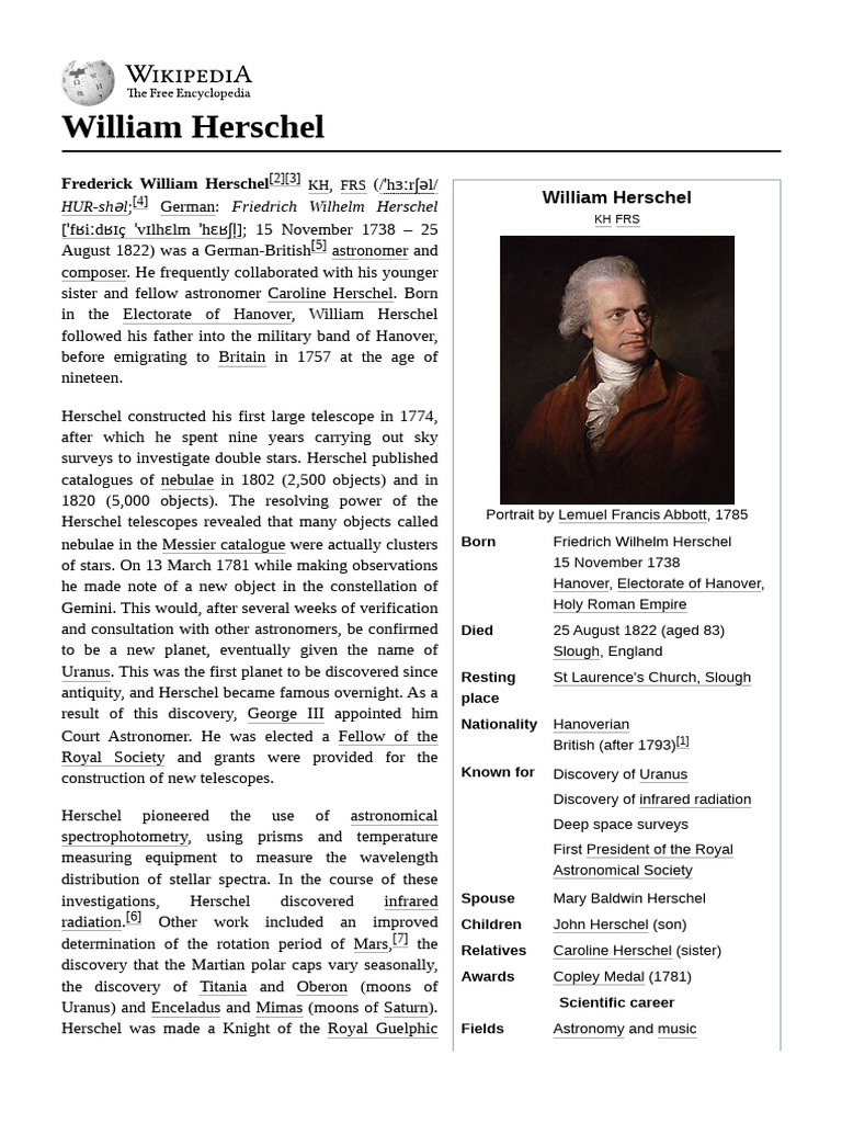 William_Herschel | PDF | Mirror | Astronomy
