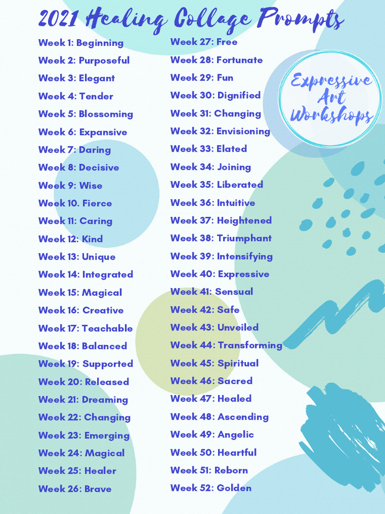 2021 Healing Collage Prompts - Shelley Klammer | PDF
