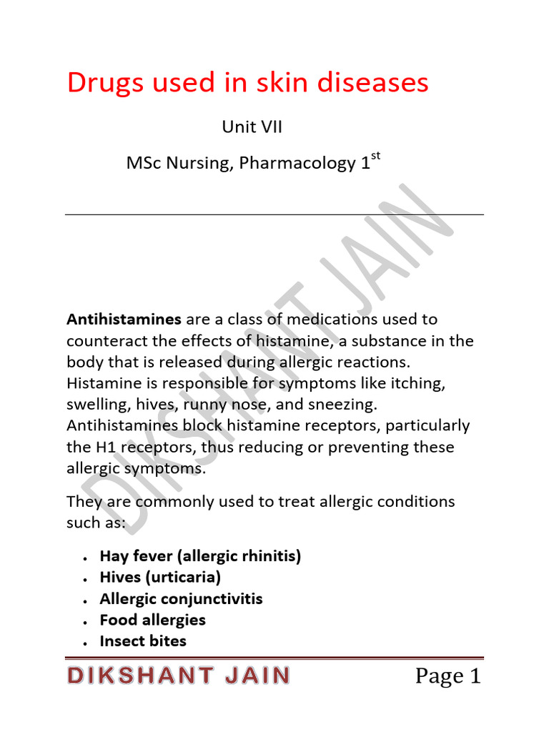 Drugs used in skin diseases(unit 7th) | PDF | Allergy | Clinical Medicine