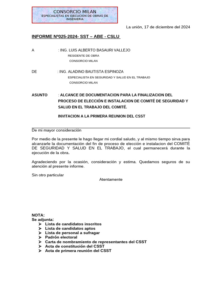 Instalación del Comité de SST | PDF