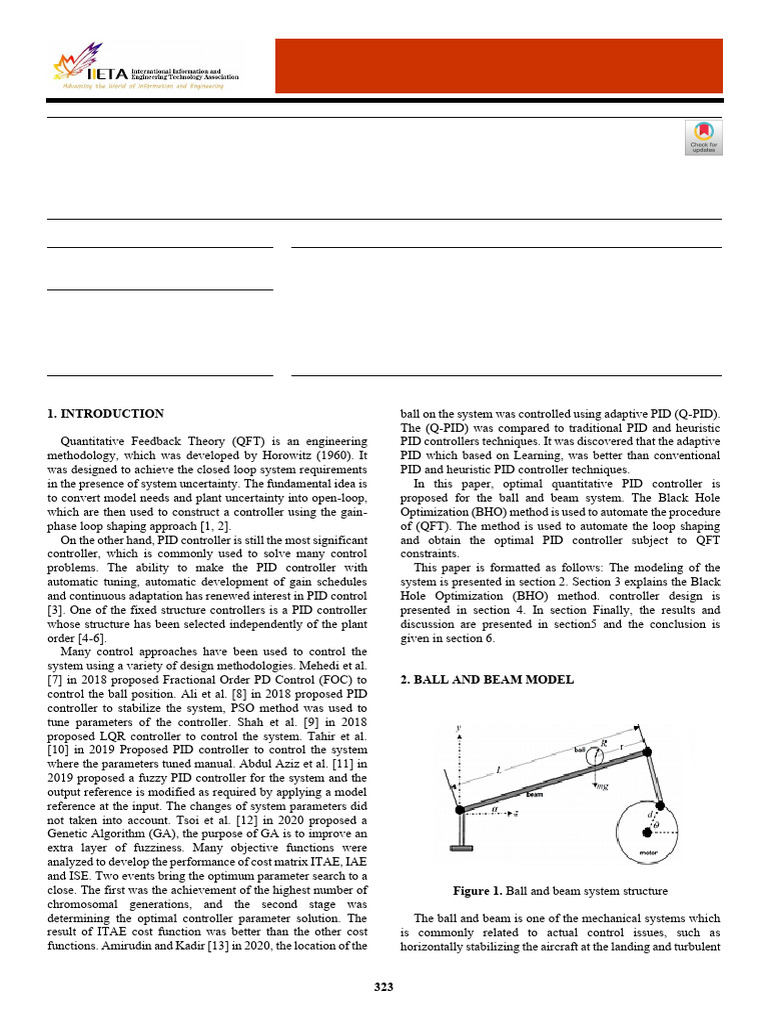 An Optimal Quantitative PID Controller Design For Ball and Beam System ...