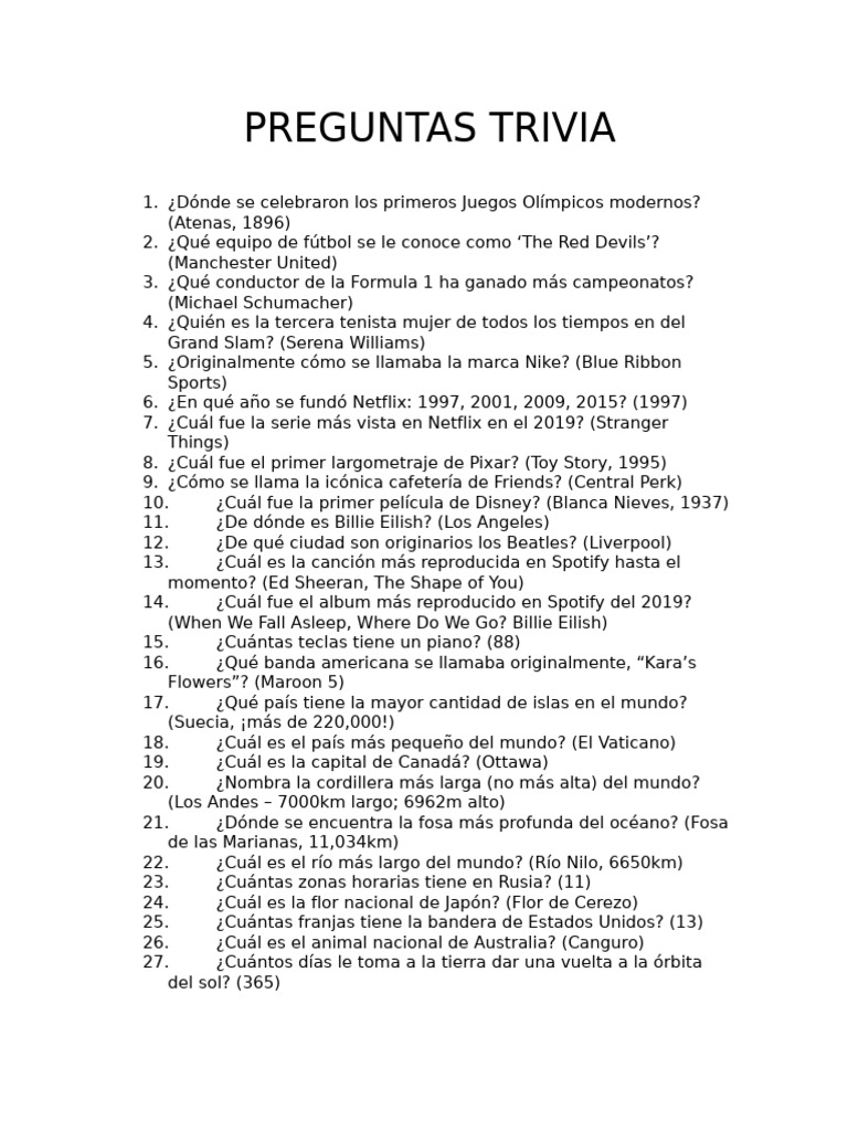 Preguntas Trivia | PDF