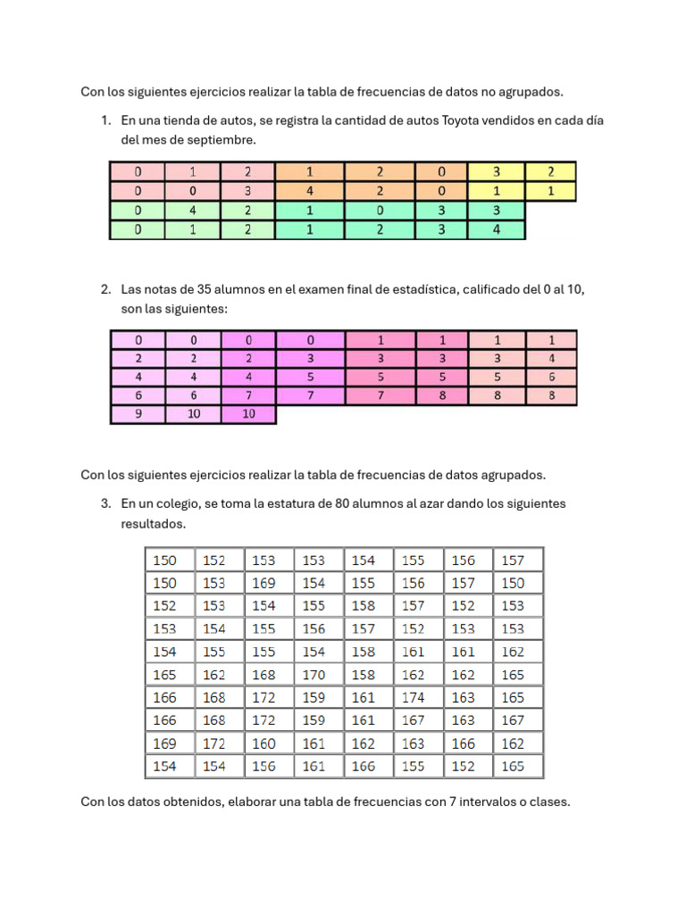 Ejercicio 1 - Tablas de Frecuencias | PDF