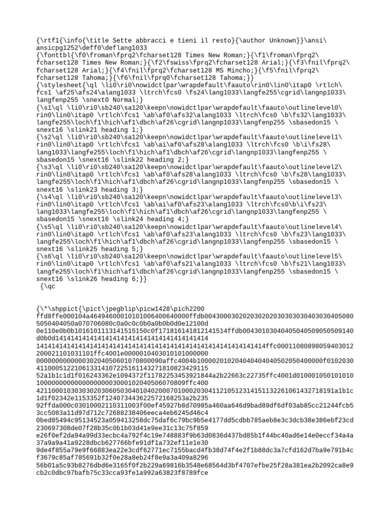 Sette Abbracci e Tieni Il Resto (Stefano Tofani) | PDF