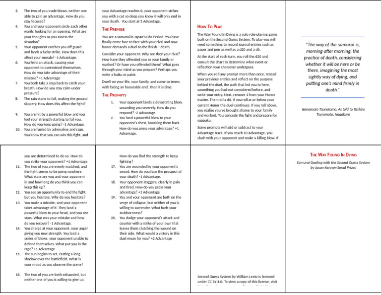 Foldable Zine Lay Out (Way Found in Dying) | PDF