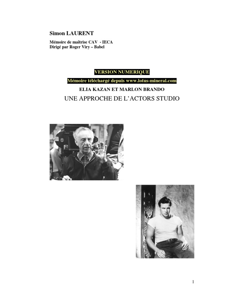 Approche de L'actors Studio | PDF | Cinématographie | Théâtre