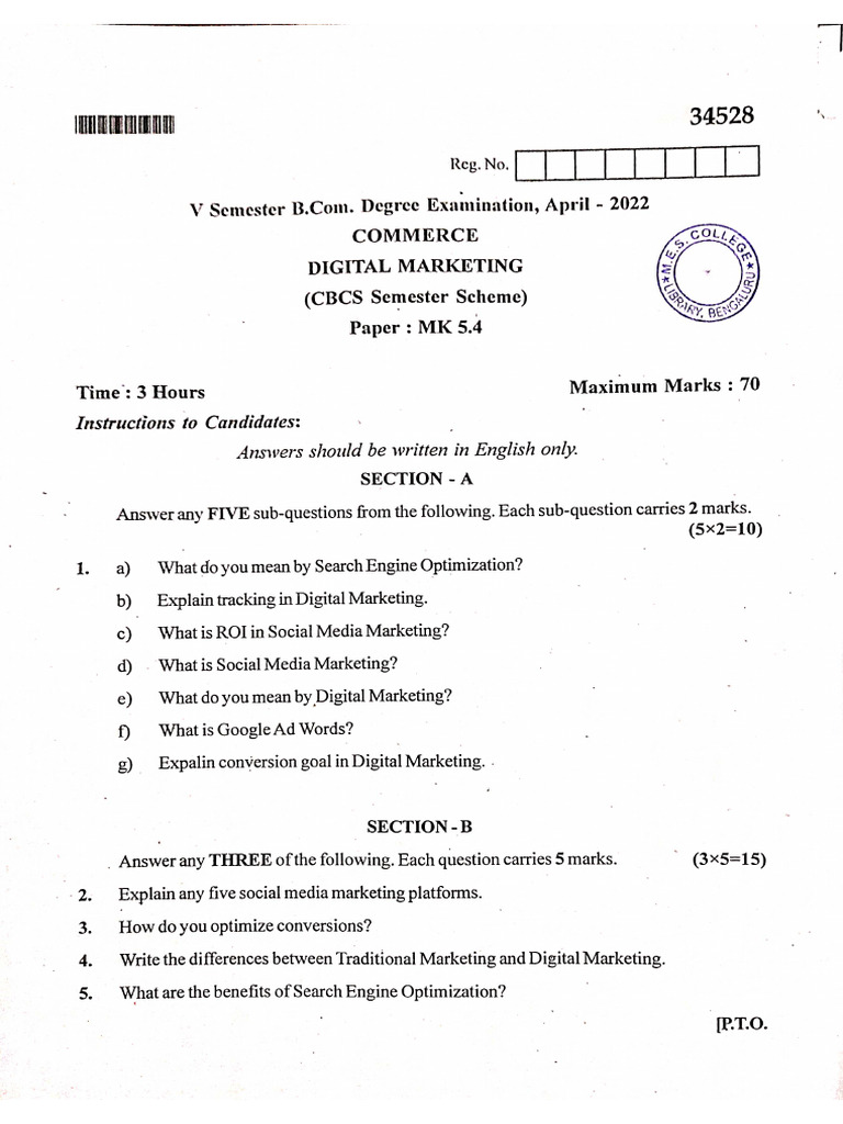 Question Paper Bcu | PDF