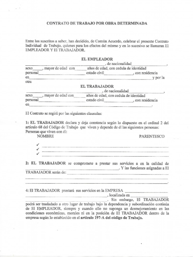 Contrato de Trabajo Por Obra Determinada Mitradel | PDF