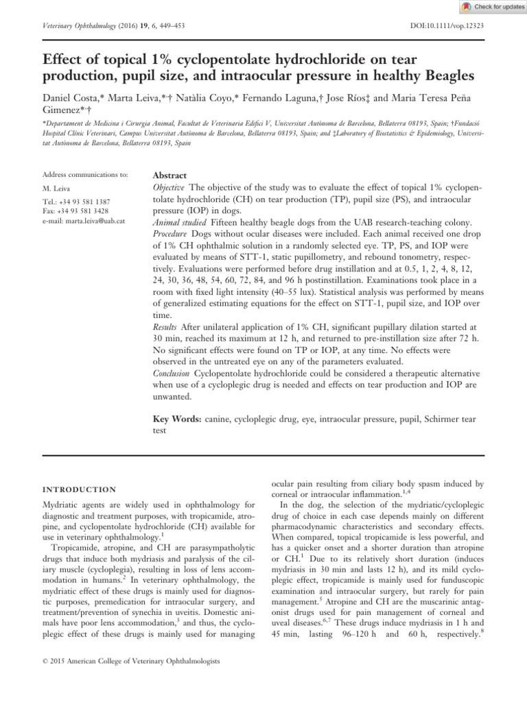 Effect of Topical 1 - Cyclopentolate Hydrochloride On Tear Production ...