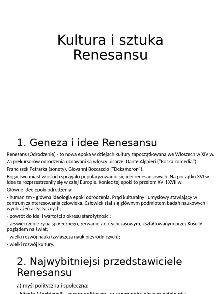 Kultura I Sztuka Renesansu 1 | PDF