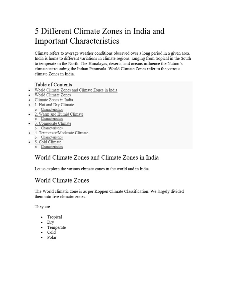 Climate of India | PDF | Temperate Climate | Climate