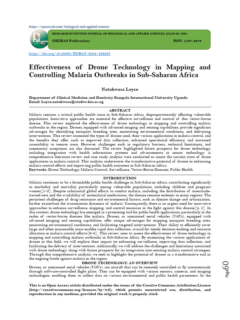Effectiveness of Drone Technology in Mapping and Controlling Malaria ...