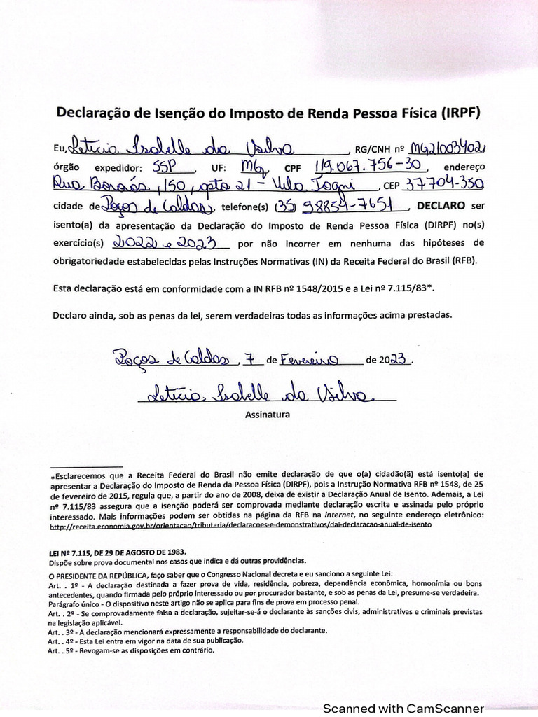 Declarações do IRPF | PDF