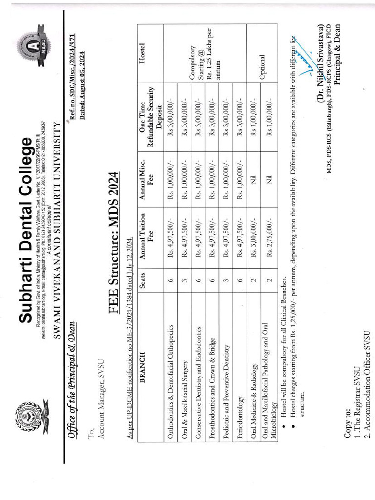 MDS Fee Structure 24-25 | PDF