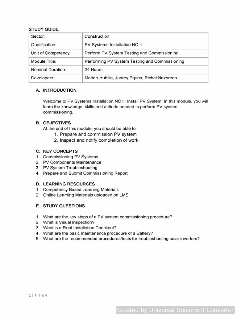 Study Guide Commissioning | PDF