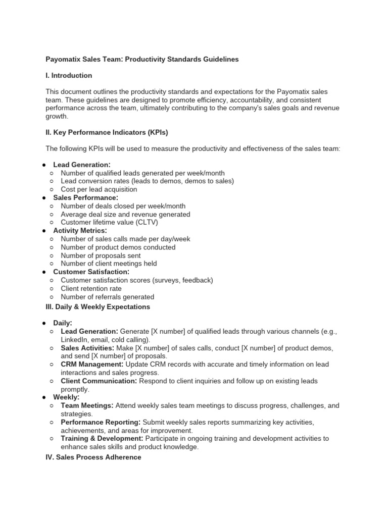 Guidelines For Productivity Standards O... | PDF | Customer ...