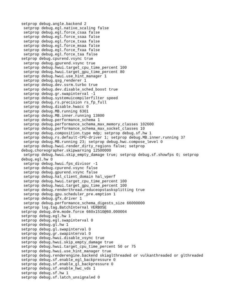 All in One Setprop Codes | PDF | Debugging | Problem Solving Skills