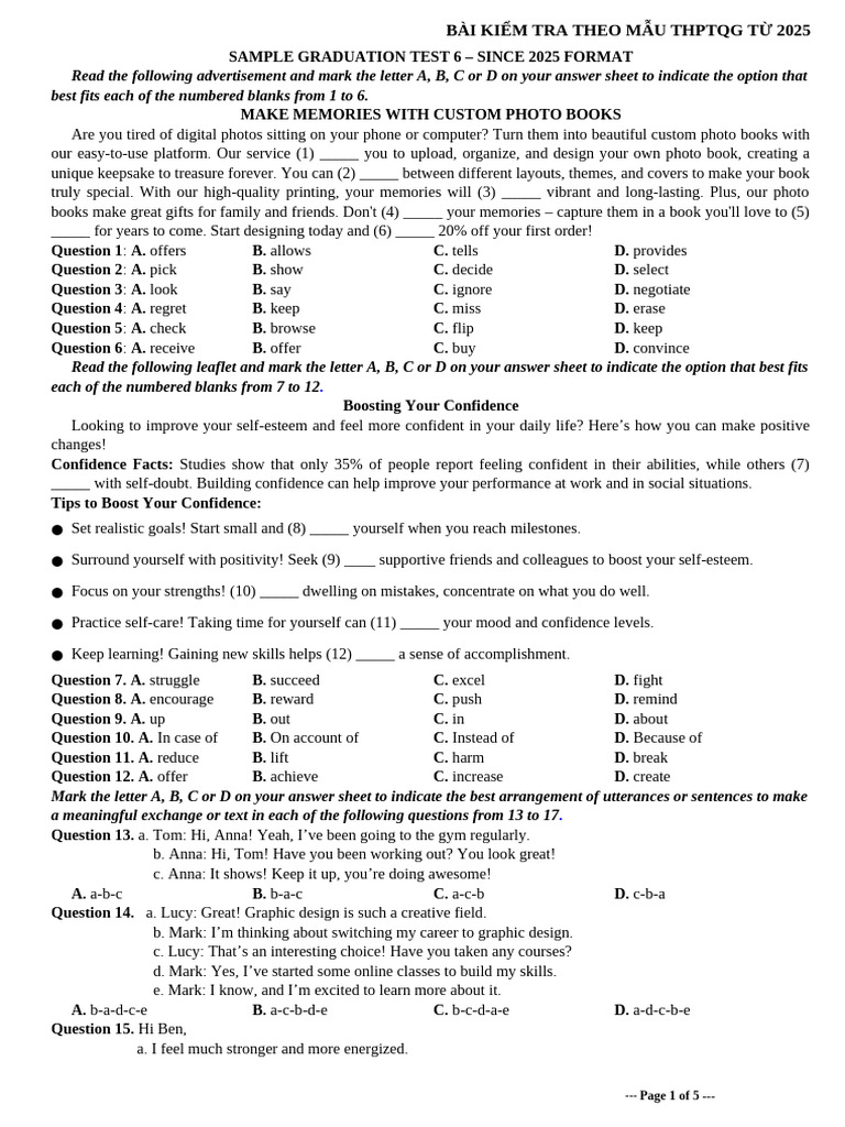 Sample Graduation Test 6 - Since 2025 Format | PDF | Multiculturalism ...