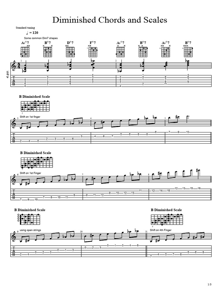 Diminished-Scales-and-Arpeggios | PDF | Pitch (Music) | Chordophones