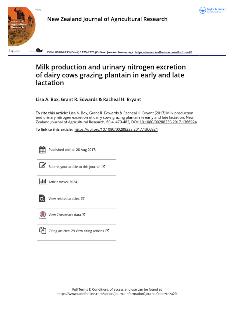 Milk production and urinary nitrogen excretion of dairy cows grazing ...