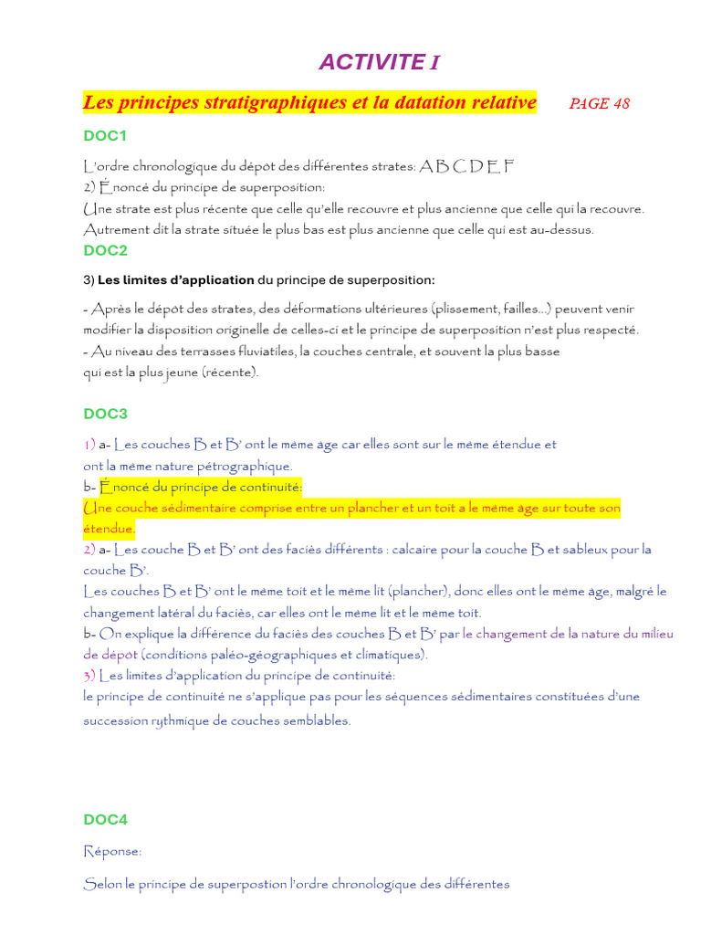 Principes stratigraphiques et datation | PDF | Strate | Stratigraphie