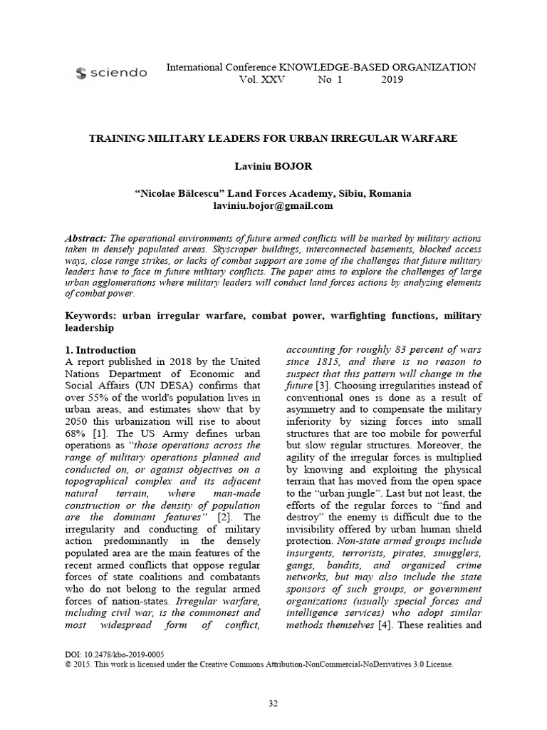 Training Military Leaders For Urban Irregular Warf | PDF | Maneuver ...