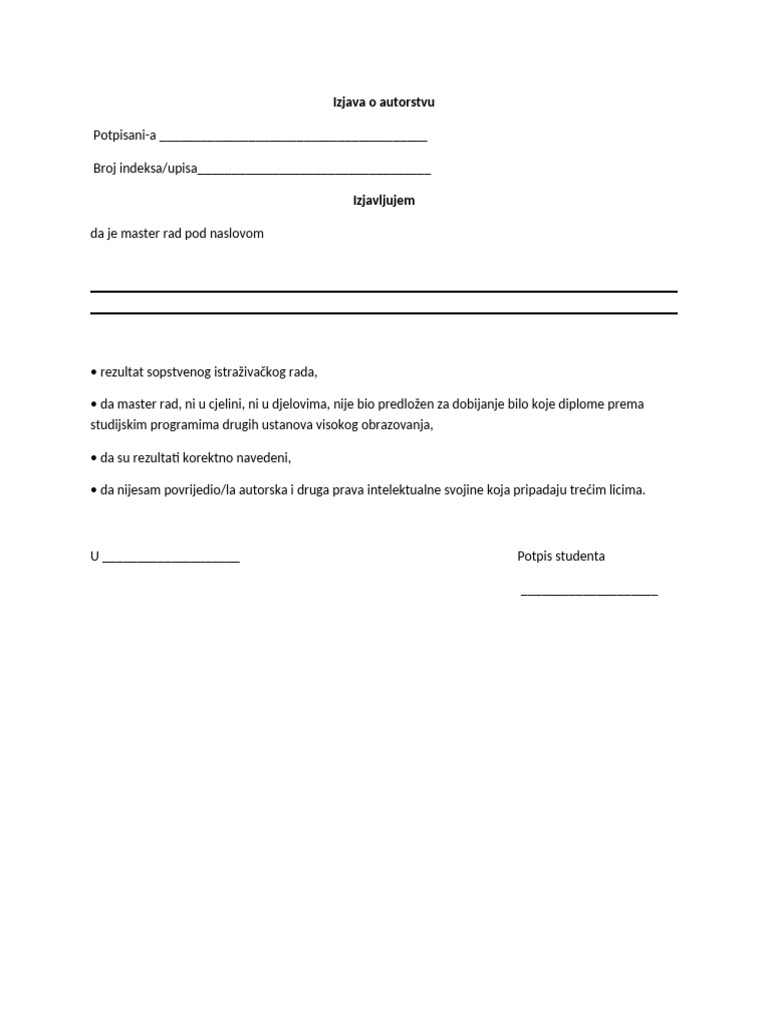 Izjava o Autorstvu | PDF