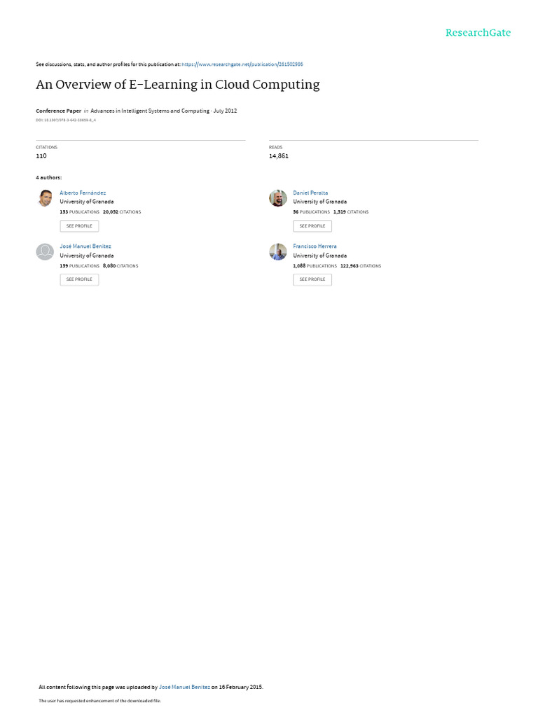 An Overview of E-Learning in Cloud Computing | PDF | Cloud Computing ...