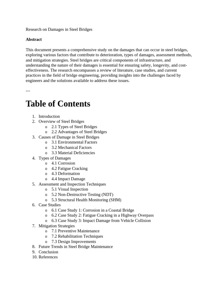Steel Bridge Damage Assessment & Mitigation | PDF | Bridge ...