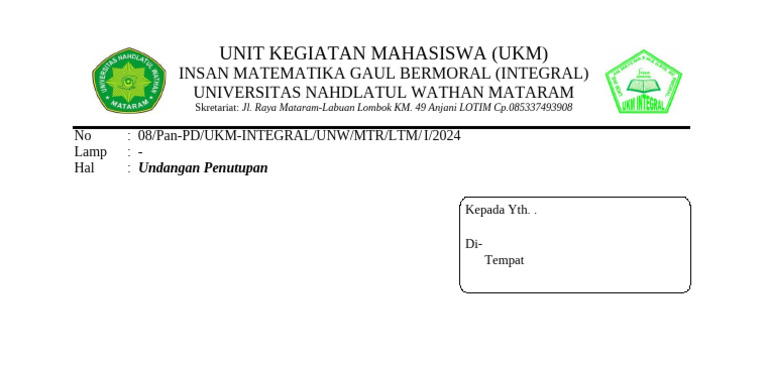kop surat undangan penutupan- Copy | PDF
