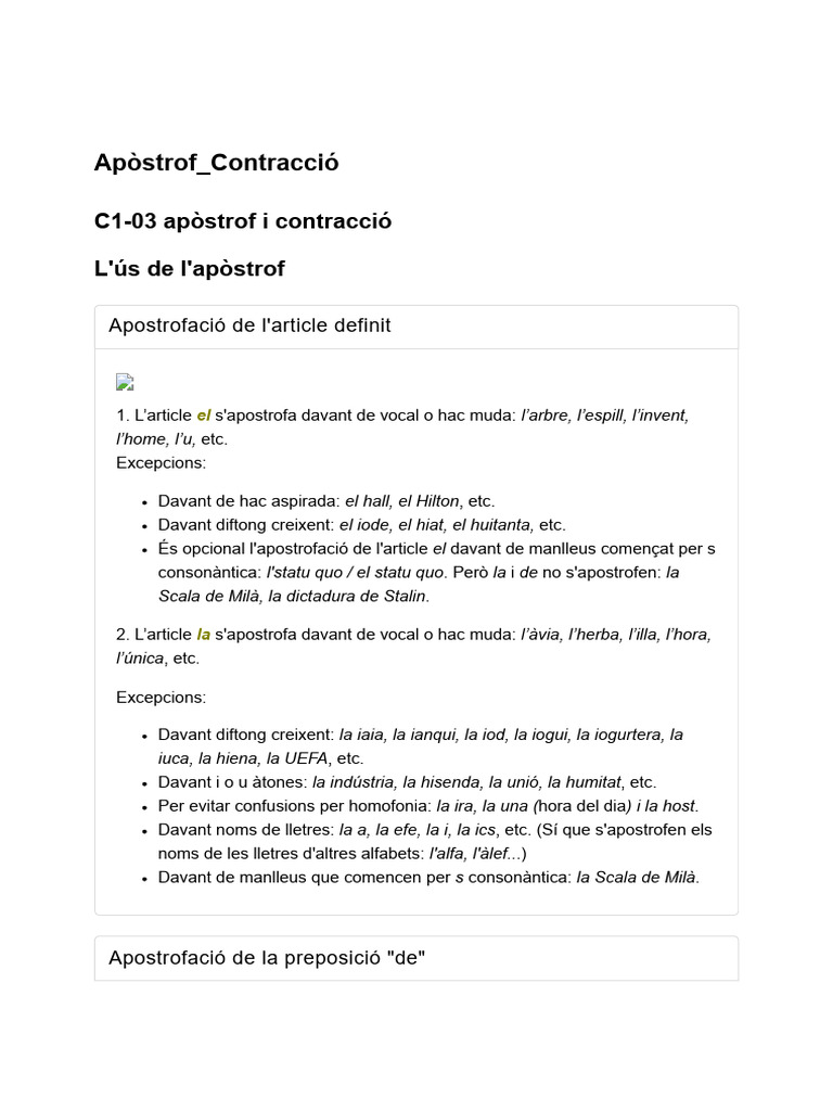 Apòstrof Contracció | PDF