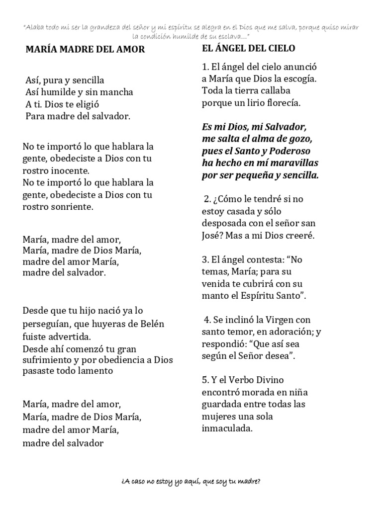 Cantos A María | PDF | María, madre de Jesús | Amor