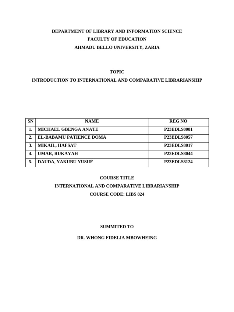 Introduction to Comparative Librarianship | PDF | Information Science | Libraries