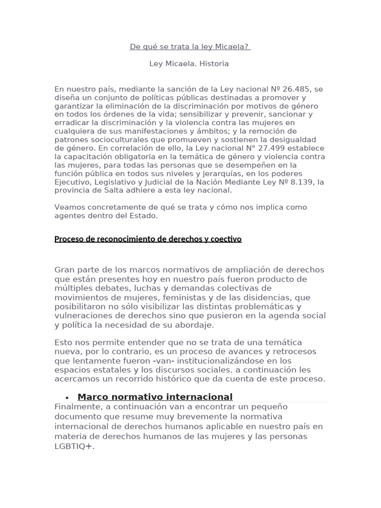 Ley Micaela: Capacitación en Género | PDF | Interseccionalidad | Masculinidad