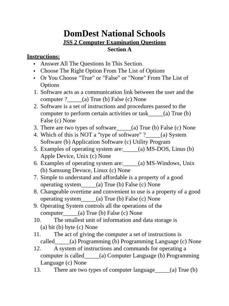 jss 2 computer | PDF | Operating System | Software