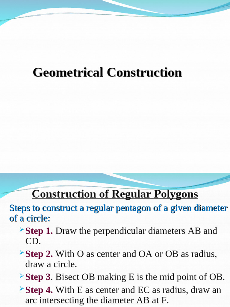 Geometric Construction Steps for Elippse and Pentagon | PDF