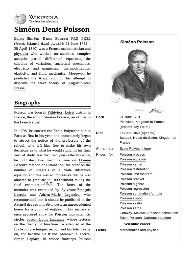 Siméon Denis Poisson: Mathematician & Physicist | PDF | Hamiltonian ...