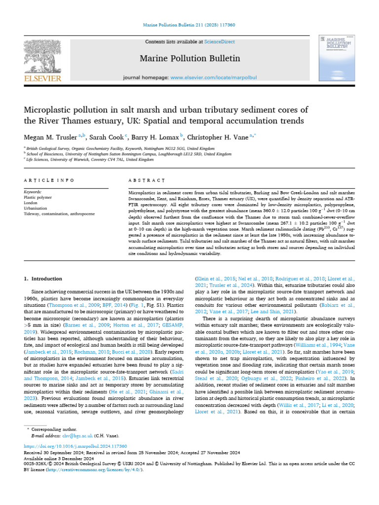 Microplastic Pollution in Salt Marsh and Urban Tributary Sed - 2025 ...