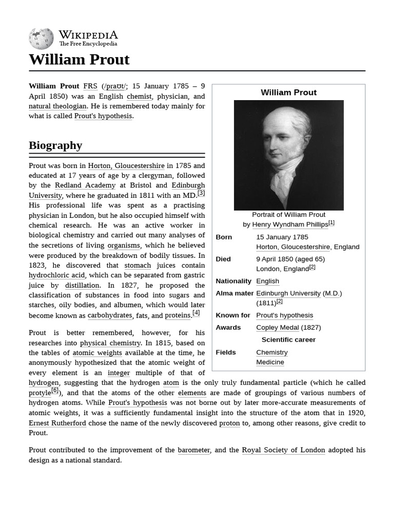 William_Prout | PDF | Physical Sciences | Chemistry