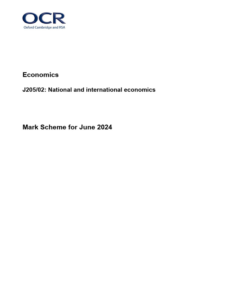 OCR GCSE Economics Paper 2 Mark Scheme | PDF | Taxes | Unemployment
