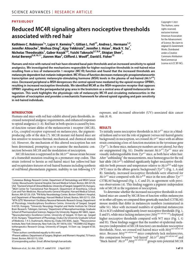 Sciadv Abd1310 | PDF | Red Hair