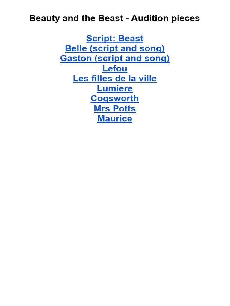 Beauty-and-the-Beast-audition-pieces | PDF
