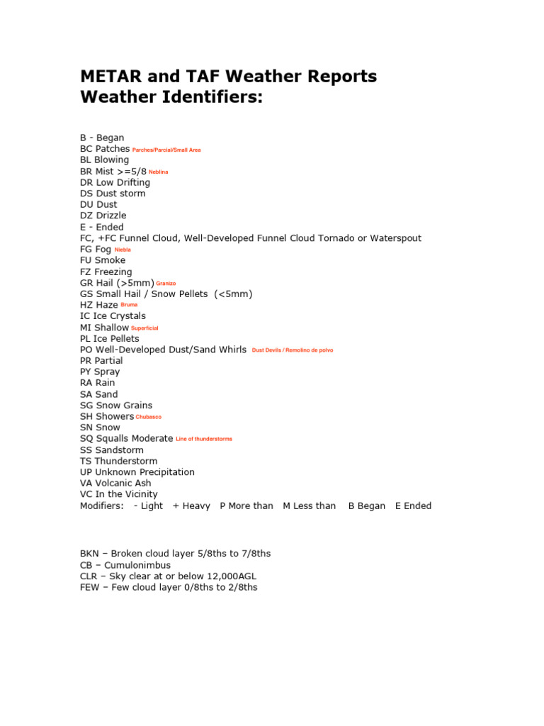 Metar Taf | PDF | Hail | Meteorological Phenomena