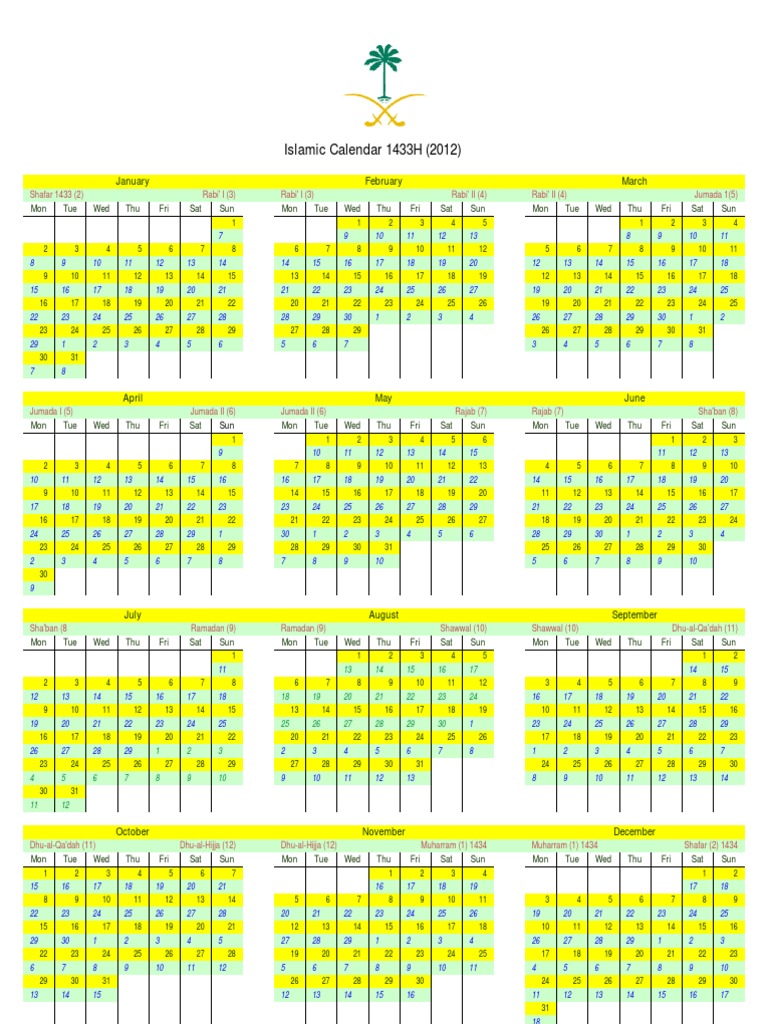 Islamic Calendar 1433H | PDF