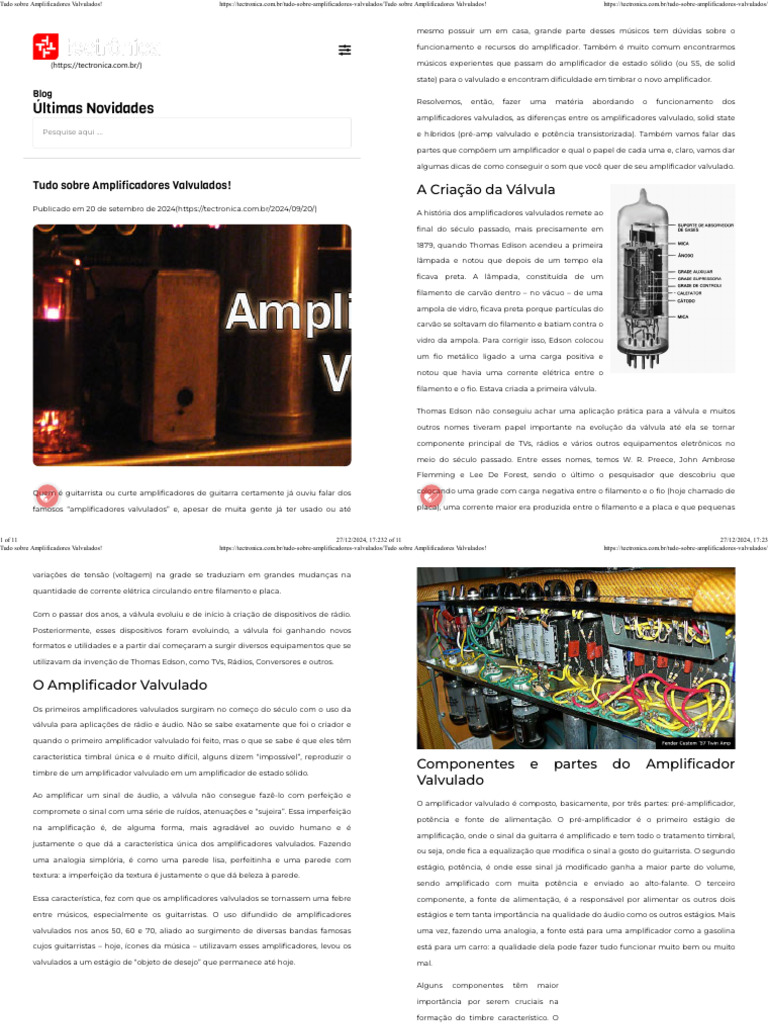 Tudo Sobre Amplificadores Valvulados! | PDF | Tubo de vácuo | Engenharia Elétrica