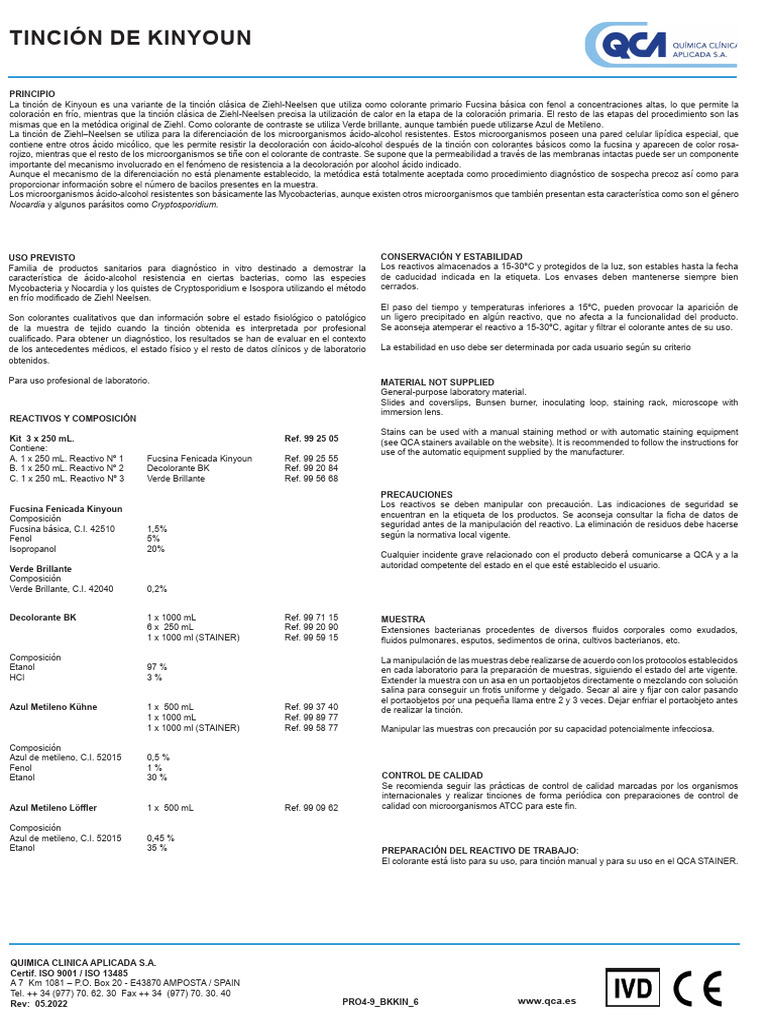 BK Kinyoun Kit | PDF | Microscopía