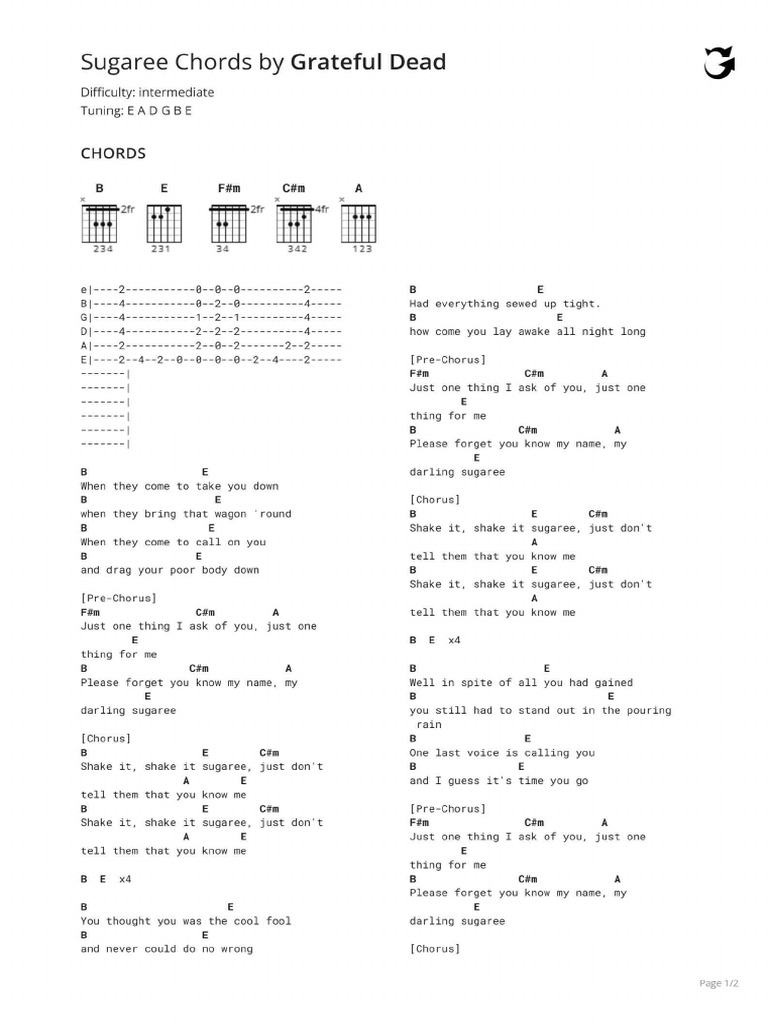 Sugaree Chords | PDF