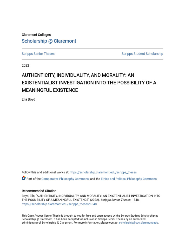 Authenticity Individuality and Morality - An Existentialist Inve | PDF | Existentialism ...
