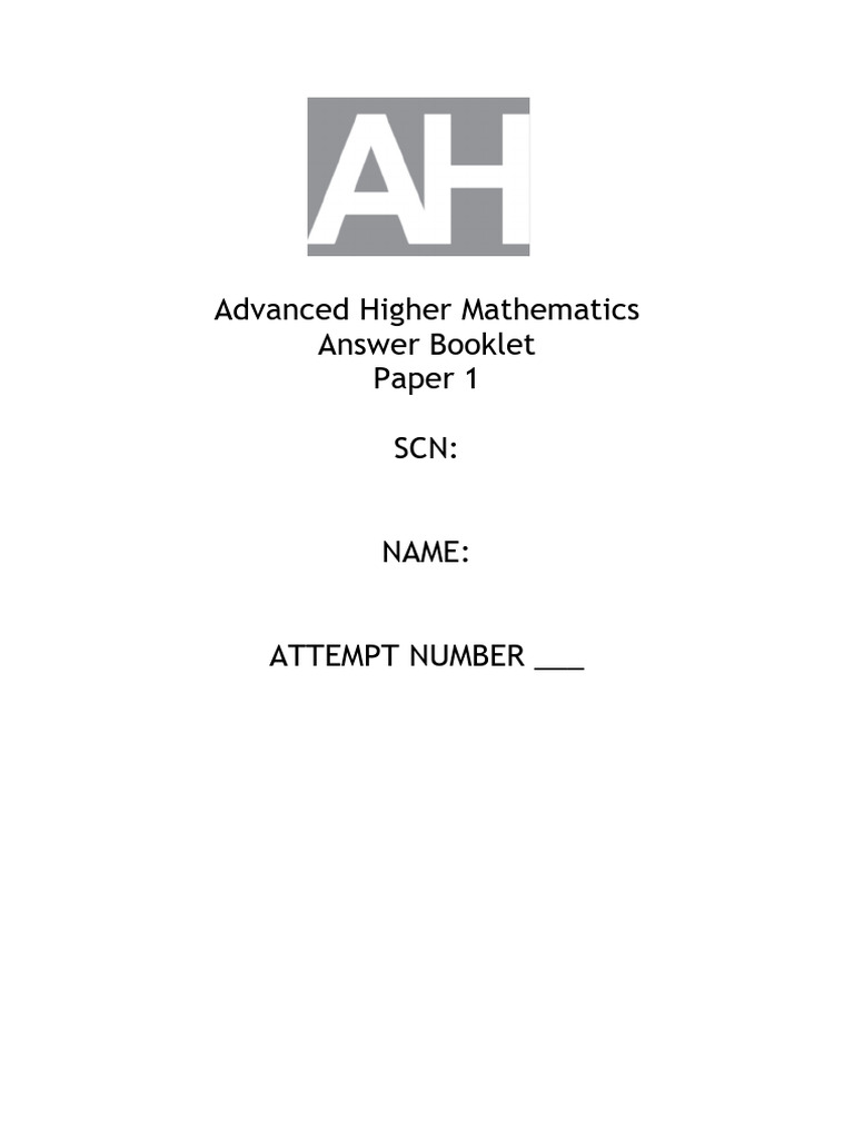 Paper 1 Answer Booklet | PDF